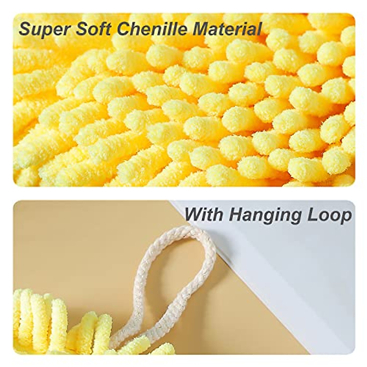 4 Pack Chenille Hand Towel Ball Soft Absorbent Microfiber Hanging Hand Towels Plush Quick-Drying Chenille Ball Hand Towels with Hanging Loops for Bathroom Kitchen (Multicolor)