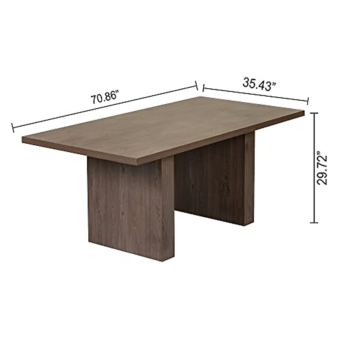 GIA 70" L Double Pedestal Dining Table for 6, Rectangular Farmhouse Wood Long Kitchen Table, Heavy Duty Large Dinner Table with Melamine Finish, 125 lbs, Vintage Earthy Walnut