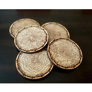 Pacific Northwest Mountains Wooden Coasters | Set of 5 | Topography Coasters Active (Poplar)
