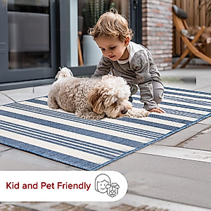 nuLOOM Robin Multi Stripe Indoor/Outdoor Area Rug, 10x14, Blue