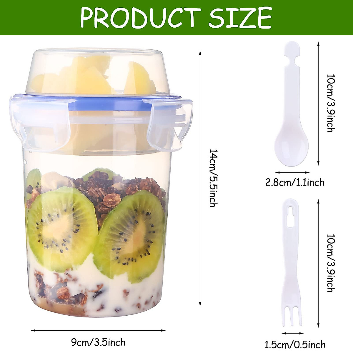 4 Packs 17 Oz Overnight Oats Containers with Lids and Spoons Large Capacity Leakproof Overnight Oats Jars Oatmeal Container Plastic Yogurt Jars Breakfast On the Go Cups for Fruit Vegetable Meal Prep