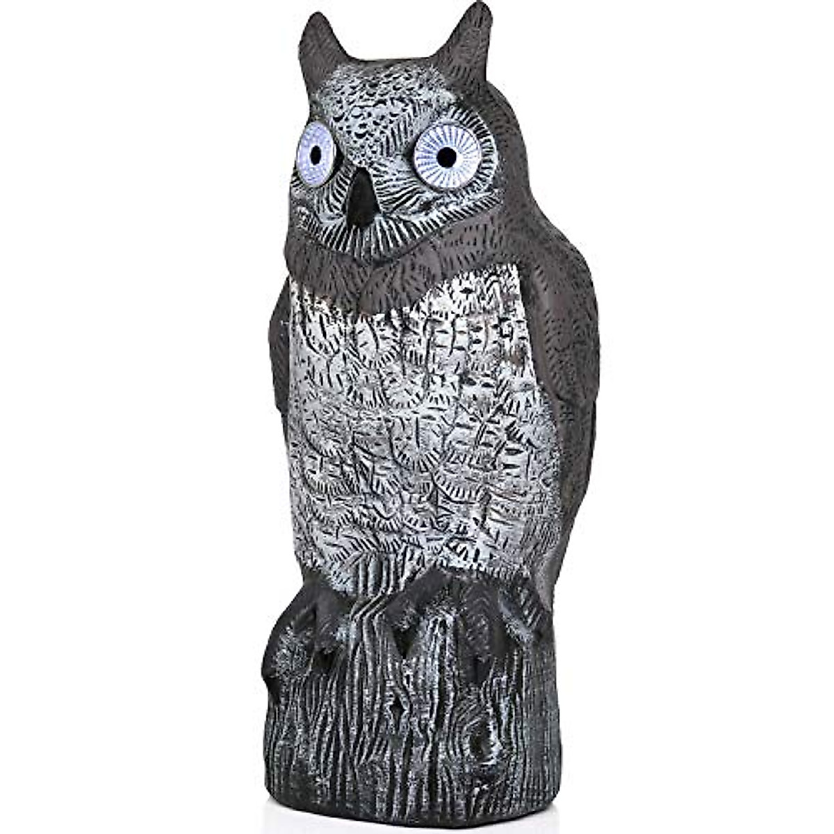 Galashield Owl Decoy | Plastic Owls to Scare Birds Away with Solar Powered LED Eyes | Owl Statue for Garden & Outdoors