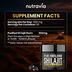 Shilajit Pure Himalayan Organic Resin - Natural Authentic Lab Tested Formula for Men, Women - No Heavy Metals - 600mg Max Strength with 85+ Trace Minerals Golden Grade Shilajit Supplement (1 Pack)