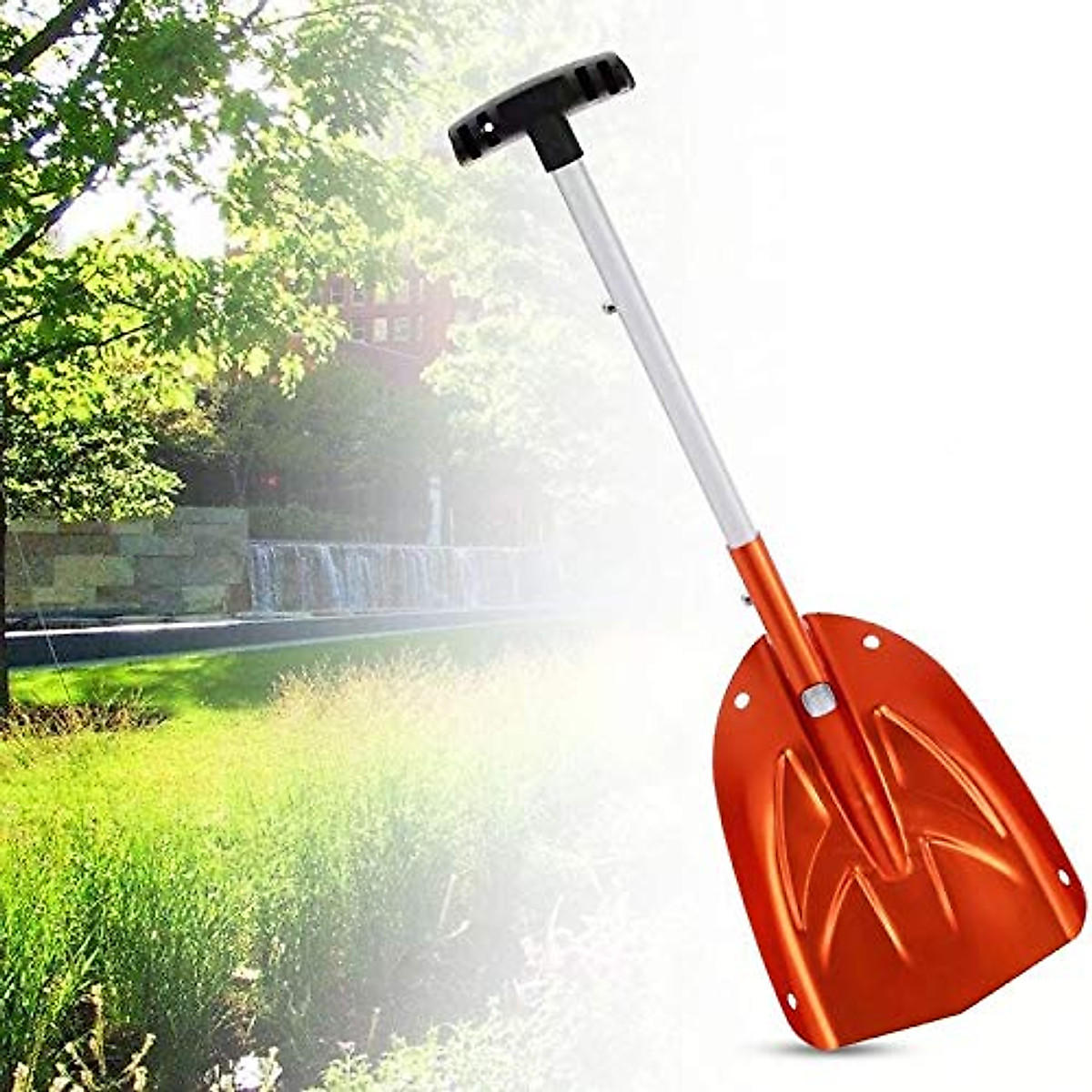 JMG Aluminum Lightweight Snow Shovel, Dismountable Garden/Sport/Snow Utility Shovel with Adjustable Length Handle Suitable for Car, Outdoor, Camping