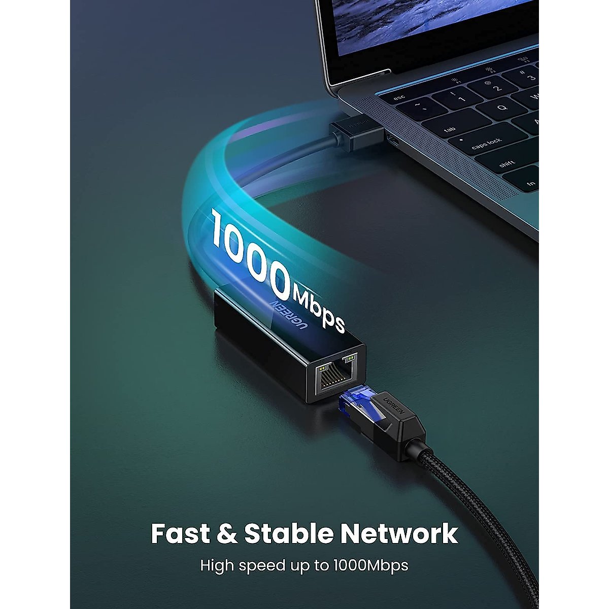 UGREEN Cat 8 Ethernet Cable 40Gbps Bundle with UGREEN USB 3.0 Ethernet Adapter