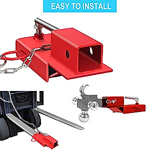 RbhAuto Clamp On Forklift Trailer Hitch Attachment 2" Receiver Trailer Towing Adapter with Chain
