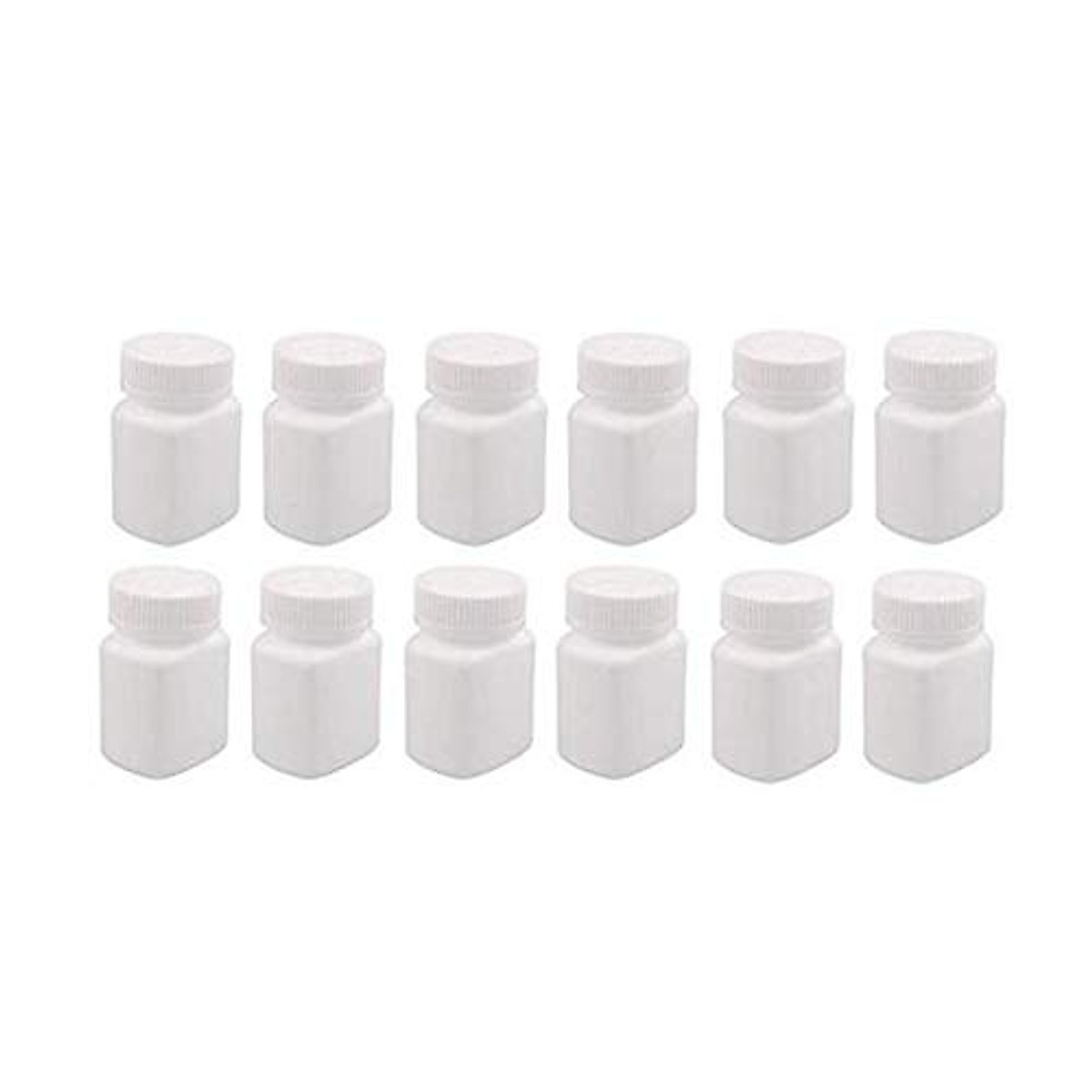 12PCS 60ML 2OZ Empty White Square Capsule Bottles with Screw Cap Portable Case for Vacation Travel Daily Life