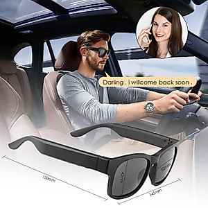 Smart Glasses Wireless Bluetooth Sunglasses Open Ear Music&Hands-Free Calling,for Men&Women,Polarized Lenses,IPX4 Waterproof,Connect Mobile Phones and Tablets (A12Pro-black)