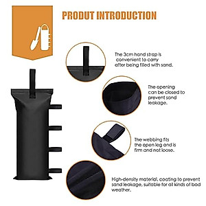 IALNAI 112 LBS Canopy Weights Sand Bags for Canopy Outdoor Advertising Tent Sunshade Fixed Windproof Pop up Canopy Tent（No Sand) Black (4-Pack)
