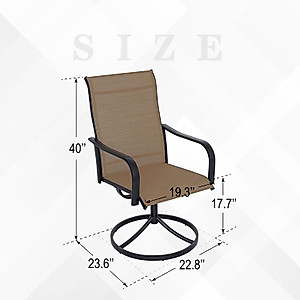 Nixtopia Patio Swivel Dining Chairs Set of 2 with Armrest, Comfortable Textilene Support and Metal Frame