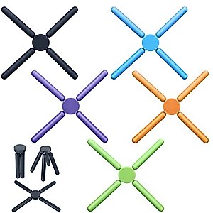 10 Pcs Non Slip Foldable Silicone Trivet Heat Resistant Insulation Pad Expanding Silicone Pot Holder Pad with Collapsible Cross Design Save Much Space, Multicolor