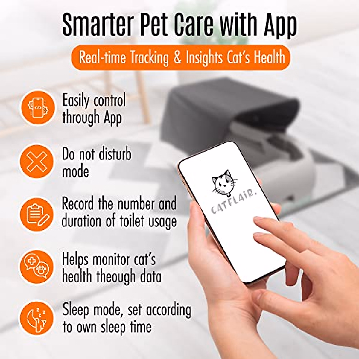 PETH Self Cleaning Cat Litter Box APP Version - No Scooping Automatic Cat Litter Box with a Removable Roof (Grey)