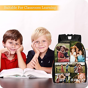 Boneker Custom Backpack Personalized Backpack with 1-9 Photo Customize Your Image Text Name Logo Waterproof Laptop Bag (6 Photos)