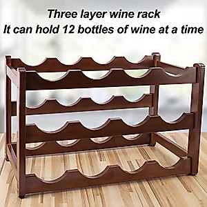 OBloved 3 Tier Stackable Wine Rack, Wine Bottle Holder, Bamboo Bottle Organizer, Countertop Wine Storage Holder, Wine Storage (12 Bottles)