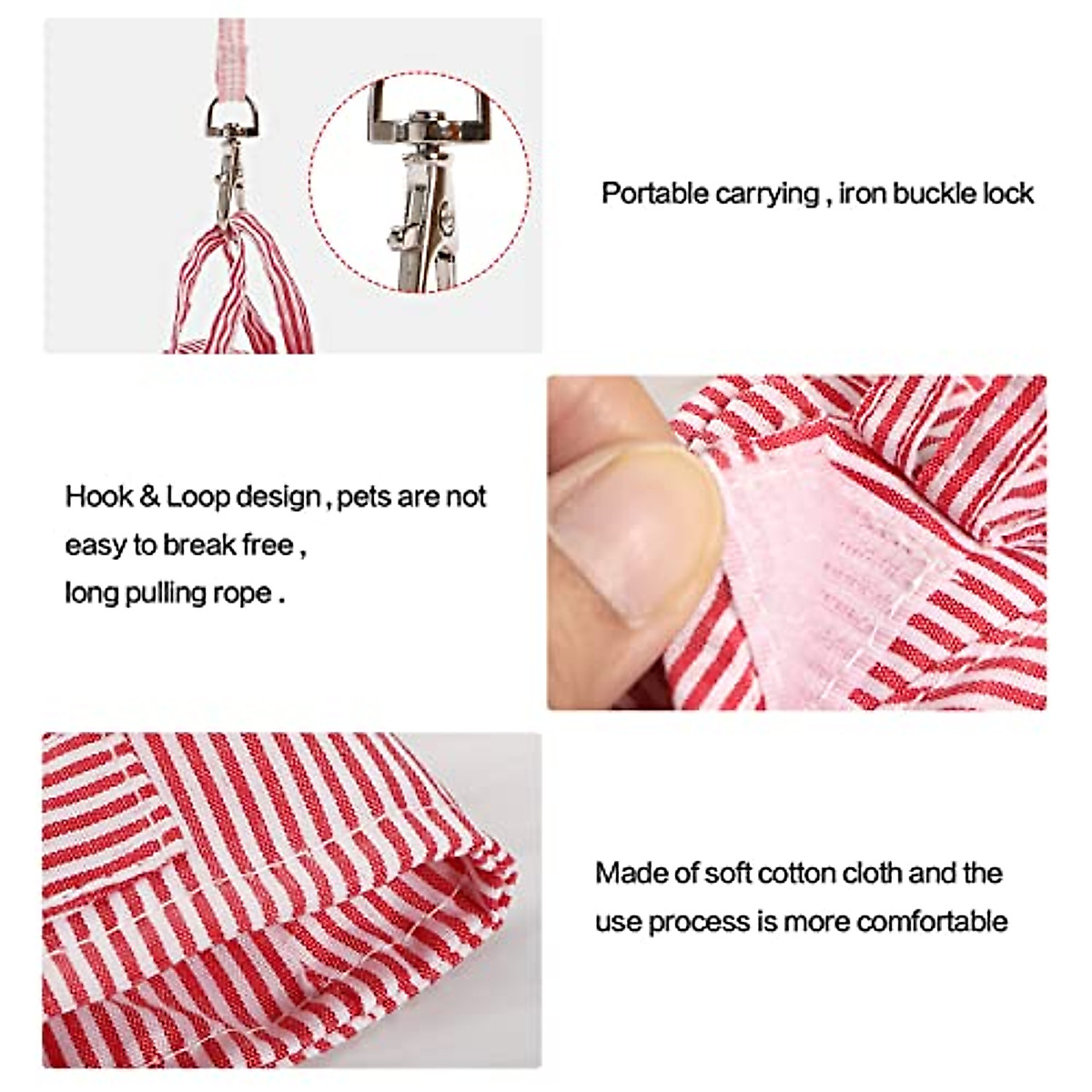 Small Pet Harness with Leash Outdoor Walking Comfort Adjustable Stripe Vest Lead Rope for Guinea Pig Hamster Ferret Baby Hedgehog Dutch Pig Red S Size