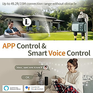 Diivoo Smart Sprinkler Timer 2 Zone, 2.4GHz WiFi Water Hose Timer Compatible with Alexa and Google, Remote Control Irrigation Timer, Automatic Manual Watering, Rain Delay, for Garden, Yards and Lawns