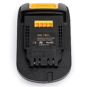 Ecarke Upgraded MIL18DL Battery Adapter for Milwaukee M18 18v Lithium Battery to DeWalt 18/20v Lithium Tool Battery Adapter