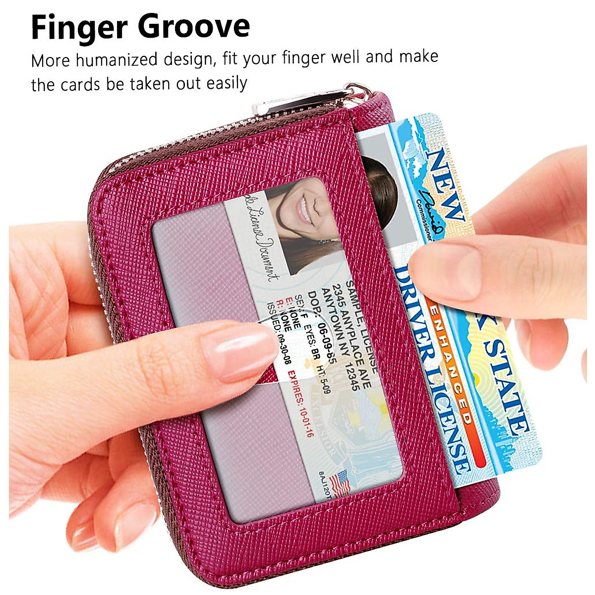 FurArt Credit Card Wallet, Zipper Card Cases Holder for Men Women, RFID Blocking, KeyChain Wallet, Compact Size