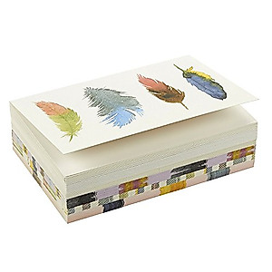 Blank Bird Greeting Stationary Cards with Envelopes, Watercolor Feather (4x6 In, 48 Pack)