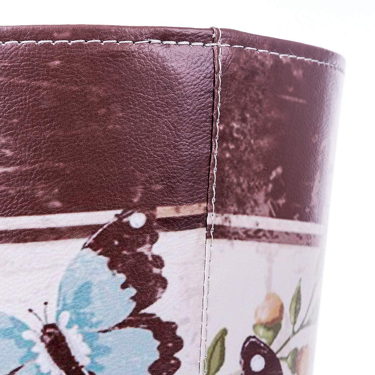 Lingxuinfo Scakbyer Trash Can, European Style Waste Paper Bin Wastebasket Garbage Can Uncovered Waste Bin for Kitchen Bathroom Bedroom - Butterfly Pattern