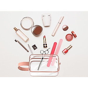 Axe Sickle 2 Pack Clear Cosmetics Bag Waterproof Plastic Organizer Bag with Zipper Portable Clear Makeup Cosmetic Bag for Travel Bathroom Toiletry Organizer, Pink, Green