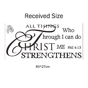 Bible Verses Wall Decor Vinyl Scripture, Christmas Decorations Wall Quotes for Living Room – I Can Do All Things – Bible Verse Sticker for Bedroom Classroom Playroom Nursery