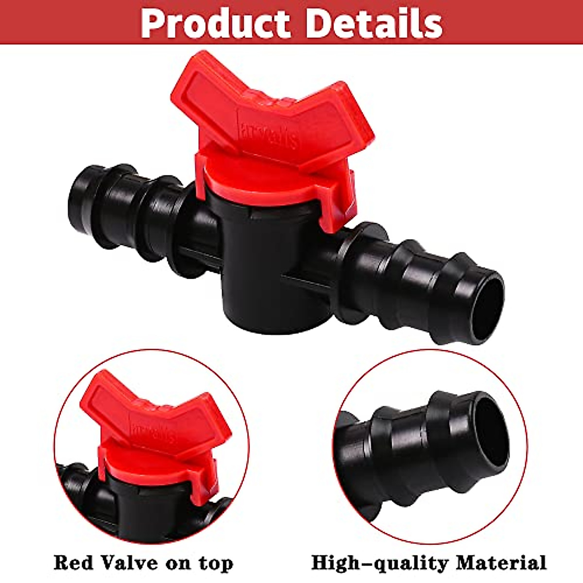 URATOT 6 Pieces Drip Irrigation Switch Valve 3/4 Inch Valve for 20mm Irrigation Tube, Hose Connectors Barbed Valve Suitable for Agricultura Garden