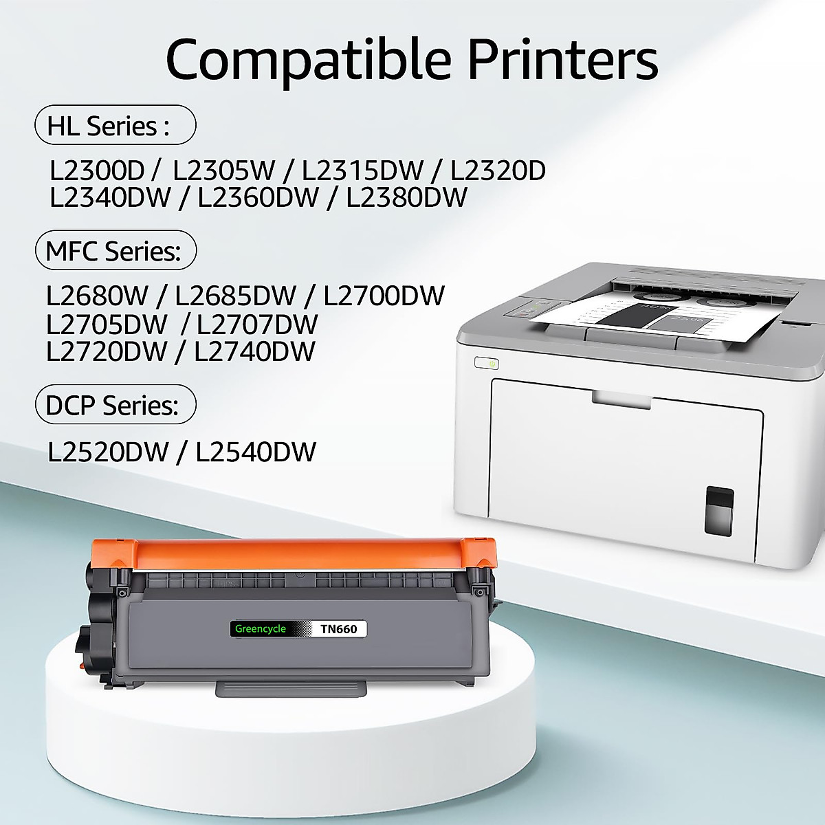 greencycle 1 Pack TN660 TN-660 TN630 TN-630 Black Toner Cartridge Replacement Compatible for Brother MFC-L2700dw MFC-L2740dw DCP-L2540dw HL-L2300D HL-L2380DW HL-L2320D DCP-L2540DW Laser Printer