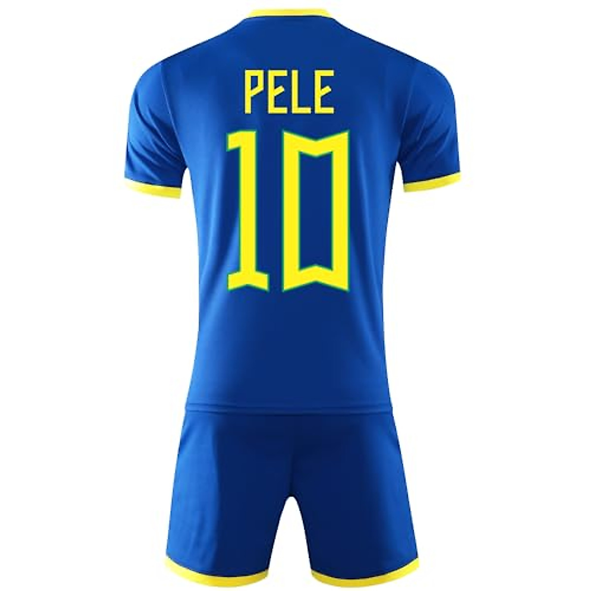 ELTONYA Brazil Pe’lee Jersey+Soccer Shorts for Boy Kids World Cup HOM/Awy Football Jersey Kit Youth Sports Team Shirt Uniform Blue