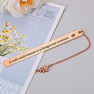 Bookmark Gift for Woman Book Lovers Inspirational Graduation Birthday Valentine Gift for Female Friends Wife Teen Girls Daughter Mom Teacher Christmas Bookmark Gift for Coworker Boss Lady Rose Gold