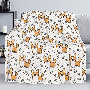FeHuew Adorable Cute Corgi Seamless Soft Throw Blanket 40x50 inch Lightweight Flannel Fleece Blanket for Couch Bed Sofa Travelling Camping for Kids Adults