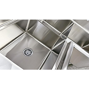 Commercial 3 Compartment Corner Sink, Stainless Steel Kitchen Restaurant ETL NSF
