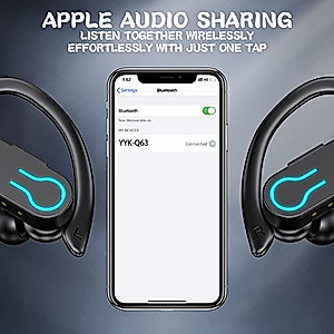 FBJJ Wireless Earbuds Bluetooth 5.3 Headphones, Over-Ear Sport Ear Buds with Earhooks 60H Playtime, Noise Cancelling Waterproof Wireless Workout Earphones with Dual LED Display, for Sports Exercise
