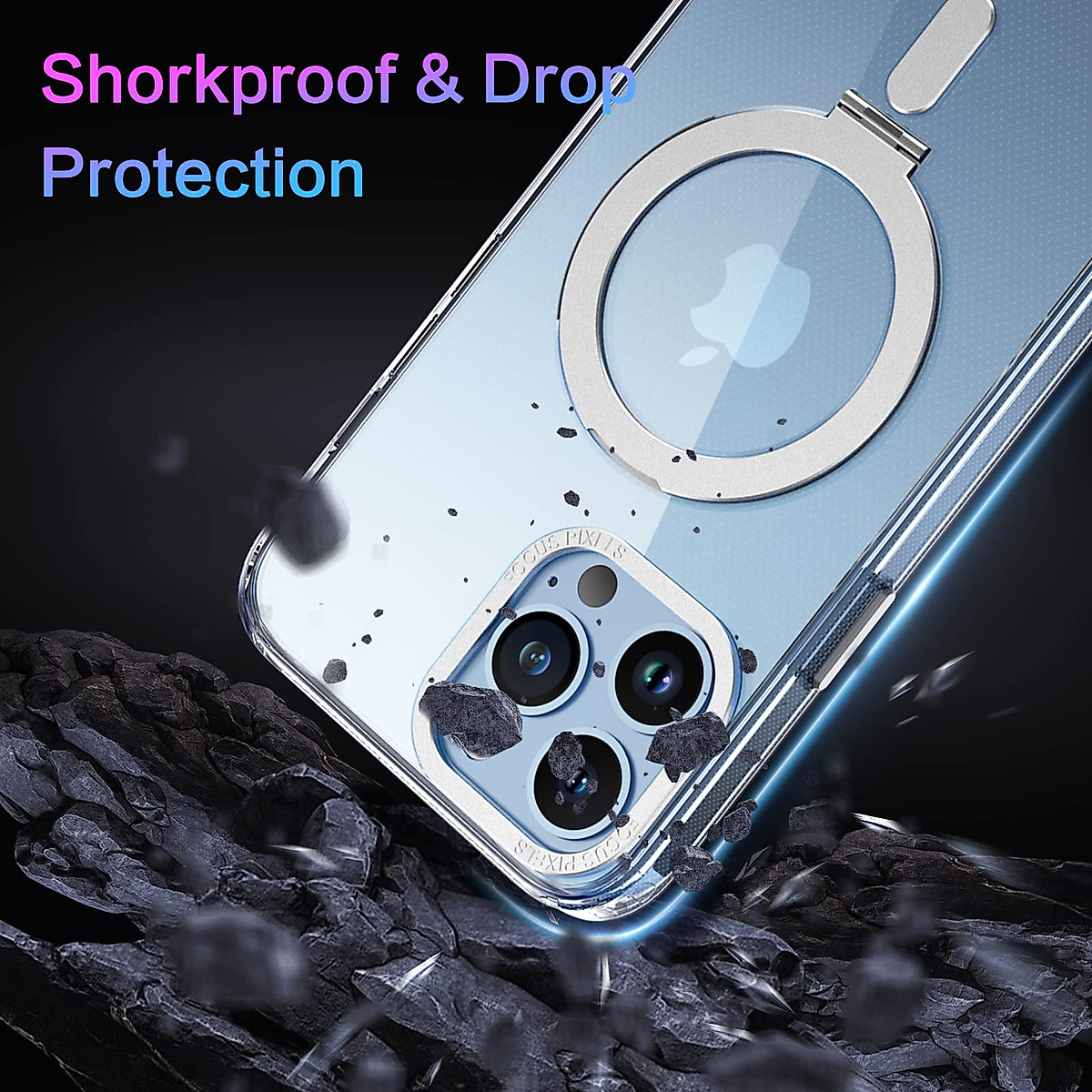 DUEDUE for iPhone 13 Pro Max Magnetic Case with Invisible Stand [Compatible with Magsafe], Clear Full Body Protective Cover Slim Transparent Shockproof Phone Case for iPhone 13 Pro Max 6.7", Clear