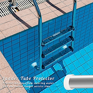 Fosenlion Pool Ladder Bumper, Inground Ladder Pads Fits 1.9 inch Ladder Tube, Rubber Ladder Bumper Anti Slip That Enhance Safety and Comfort for Your Pool Experience, White (2 Pack)