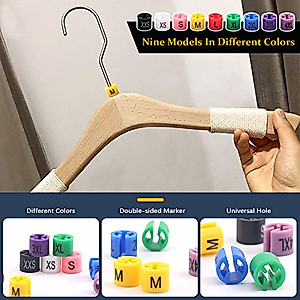 Hilitchi 540-Pcs [XXS - 4XL] Clothes Hanger Size Color-Coding Garment Size Markers Assortment Kit - 9 Size - with Storage Box