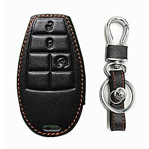 KAWIHEN Leather Key Fob Cover Replacement for Chrysler 300 T&C Dodge Challenger Durango Grand Caravan Journey Ram Truck 1500-3500 Keyless Entry Key Fob Case M3N5WY783X IYZ-C01C GQ4-53T 267F-5WY783X