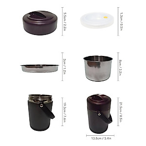 Insulation Vacuum Food Jar, 2L Multi Layer Dark Gray Large Capacity Insulated Food Container for Office