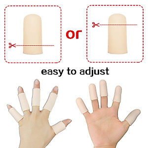 Gel Finger Cots, Finger Protector Support(14 PCS) NEW MATERIAL Finger Sleeves Great for Trigger Finger, Hand Eczema, Finger Cracking, Finger Arthritis and More. (Beige, Short)