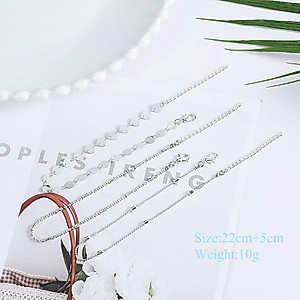 OEM Jeweky Boho Layered Sequin Anklets Bracelets Silver Beaded Foot Chain Jewelry for Women