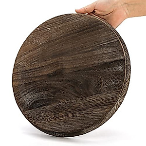 Lawei 4 Pack Rustic Wooden Serving Trays, 8" 11" Round Centerpiece Candle Holder Tray, Food Serving Platters Decorative Trays for Kitchen Countertop, Coffee Table, Dining Table, Party