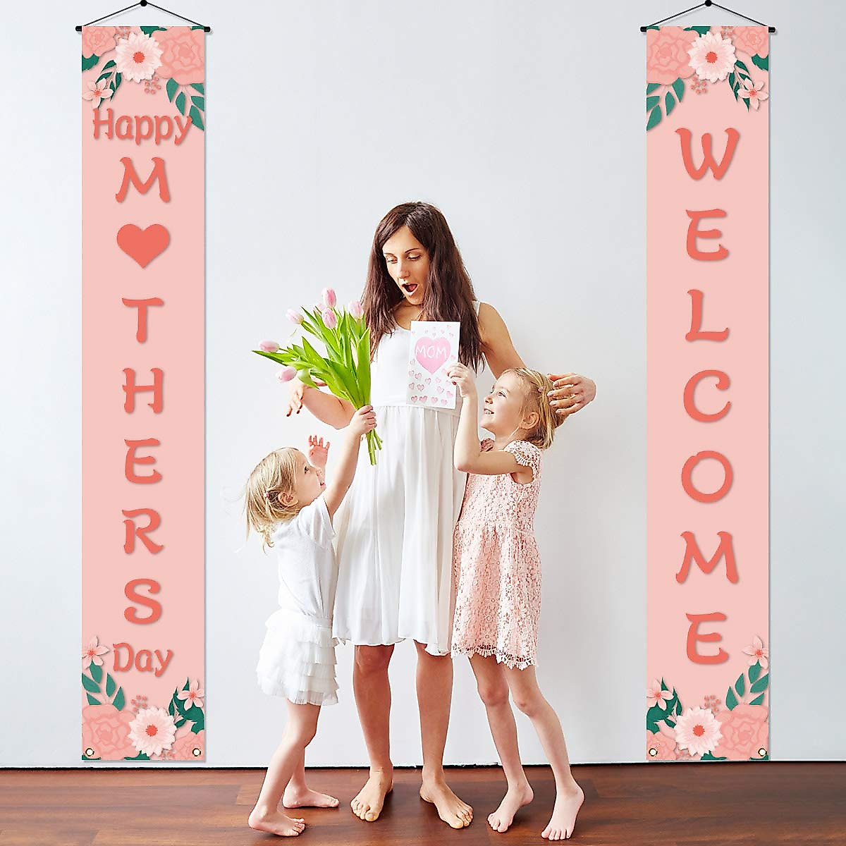 Happy Mother's Day Banner,Mothers Day Welcome Porch Sign,Mothers Day Decor Outdoor Indoor,Mothers Day Decoration and Supplies for Party