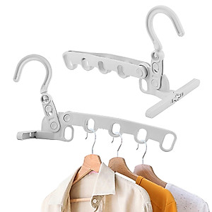 PUXING 2pcs Foldable Drying Rack Foldable Laundry Drying Rack Portable Travel Hanger with 5 Holes Travel Portable Clothes Hanger Saving Space Multi-Functional Collapsible Laundry Rack(Color:Grey)