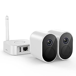ZJX Wireless Camera System for Home Security, Outdoor Cam with Infrared Night Vision, Body Recognition, Motion Detection and IP65 Waterproof, white (BC-01)