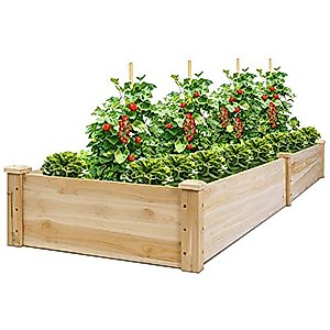 Giantex Raised Garden Bed Wood Planter Box Elevated Planting Container for Vegetable Flower Planter Raised Beds Outdoor Garden Bed for Backyard Patio Lawn Balcony Easy Assembly 97"x25"x10"
