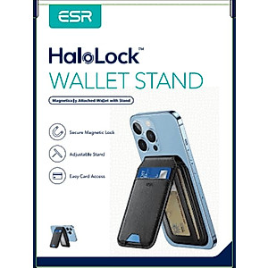 ESR MagSafe Wallet (HaloLock), iPhone Wallet with Adjustable Stand, Magnetic Wallet for iPhone 14/13/12 Series, Not for iPhone 13/12 mini, 3 Card Holder, MagSafe Accessories, Vegan Leather, Black