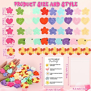 Mindsoft 60 Pcs Positive Gifts Bulk includes 50 Crocheted Ornaments and 10 Inspirational Cards Funny Emotional Support Knitted Gift Motivational Gift Positive Things for Teachers Students Coworkers