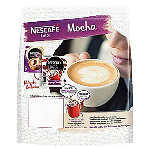 Nescafe 3 in 1 MOCHA Coffee Latte - Instant Coffee Packets - Single Serve Flavored Coffee Mix (15 Sticks)