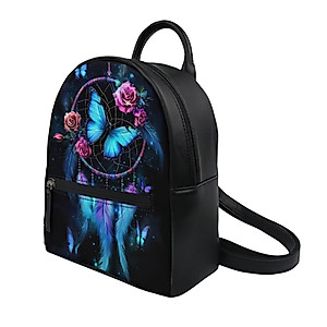 HUGS IDEA Sunshine Sunflower Skull Print Mini Leather Backpack Purse for Women Ladies with Shoulder Straps Casual Dailypacks