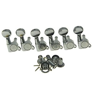 Wilkinson 6 Inline Chrome E-Z-LOK Post Guitar Tuners E-Z Post Guitar Tuning Keys Machine Heads with Mini Oval Button Chrome/Black/Gold